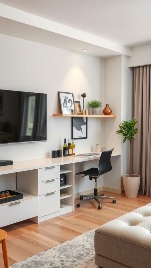 21 Clever Home Office and TV Room Combo Ideas for Small Spaces - Office ...